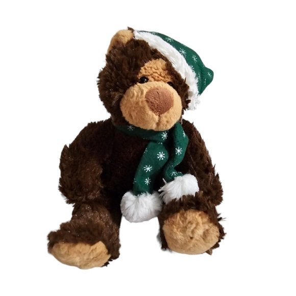 GANZ | Toys | Ganz Wintertime Bear Brown With Green Snowflake Scarf And ...